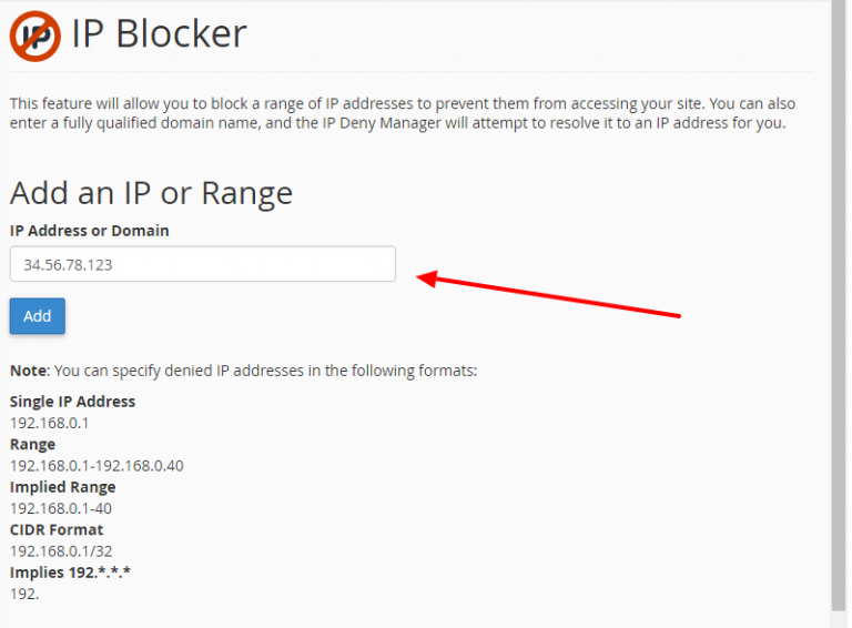 Using IP Blocker in cPanel